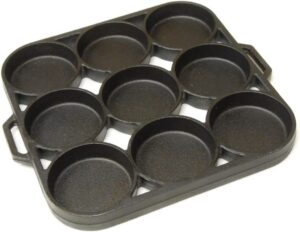 king kooker model ci9bpsa cast iron seasoned biscuit pan - 9 impressions