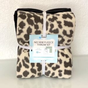 david textiles leopard chic anti-pill premium no-sew throw fleece fabric kit (50x60), multi