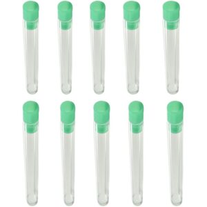 10pcs 7x100mm test tubes with green caps clear plastic test tubes set for halloween, christamas, scientific themed kids birthday party supplies, daily storage home storage box sealed bottle.