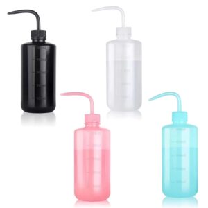 500ml 4pc plastic squeeze bottle safety rinse bottle wash bottle squeeze watering can water squirt irrigation bottle tattoo wash bottle for 500ml medical lab, tattoo supplies, white+black+green+red