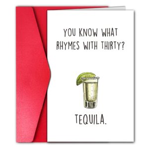 gyysweetus funny tequila 30th birthday card, hilarious 30 year old birthday gift for him her, turning thirty bday card for sister brother coworker best friend