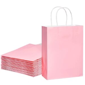 suncolor 24 pack small party favor bags goodie bags for birthday party gift bags with handle (pink)