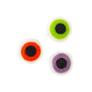 halloween eyeball wool felt pom-poms - 12 pieces