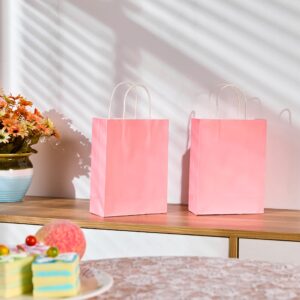 SUNCOLOR 24 Pack Small Party Favor Bags Goodie Bags for Birthday Party Gift Bags With Handle (Pink)