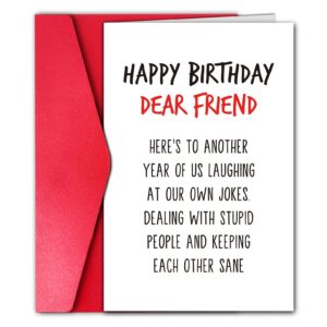 gyysweetus happy birthday card for best friend, coworker birthday card, funny bday gift for classmate bestie men women him her cousin brother (laugh at our own jokes)