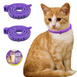 2 pack cat calming collar for cats pheromone collar efficient relieve reduce anxiety stress pheromones, calm relaxing comfortable collars, adjustable breakaway design (purple)