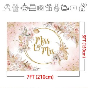 Mocsicka Boho Miss to Mrs Backdrop Bridal Shower Engagement Party Decorations Boho Floral Wedding Bride to Be Engagement Photography Background (7x5ft)