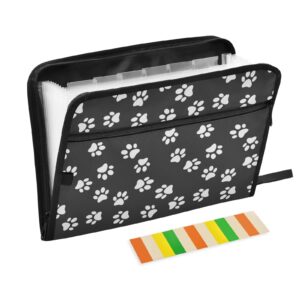 susiyo dog paw print expanding file folder, 13 pocket a4 letter size accordion filing folder