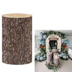 hisdh vintage wooden pedestal covers for birthday party decoration wood grainy texture plinth cover printed fabric cylinder cover wedding bridal shower baby shower baptism communion props dia40 h90