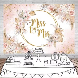 Mocsicka Boho Miss to Mrs Backdrop Bridal Shower Engagement Party Decorations Boho Floral Wedding Bride to Be Engagement Photography Background (7x5ft)