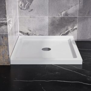 goodyo 36" x 36" shower base with double threshold and center drain white