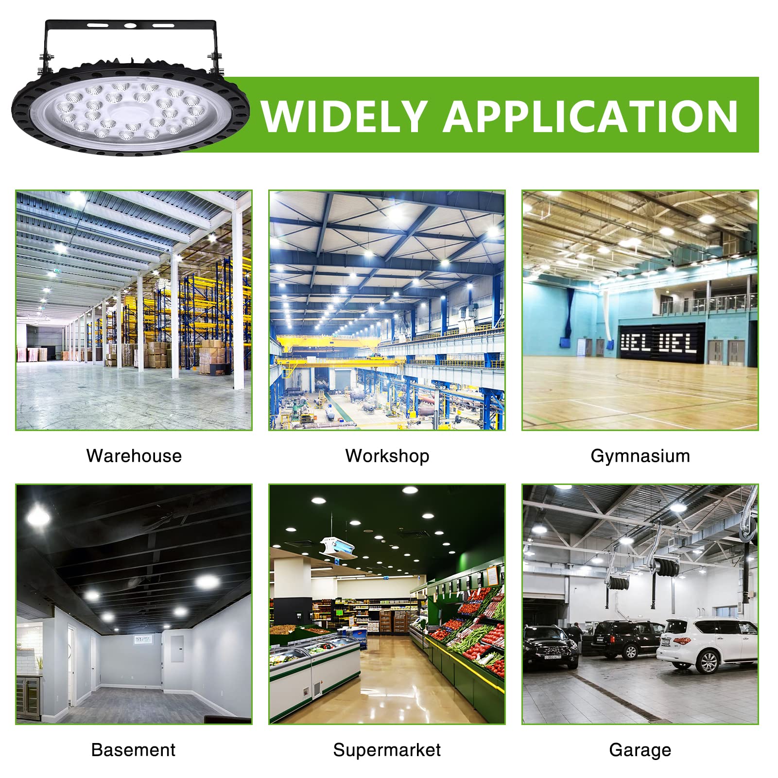 100W UFO LED High Bay Light, 10000 LM Factory Warehouse Industrial Lighting, 6000-6500K Shop Warehouse LED Lights, IP54 Waterproof, Commercial LED Bay Lighting for Garage Factory Workshop Gym（5 Pack）