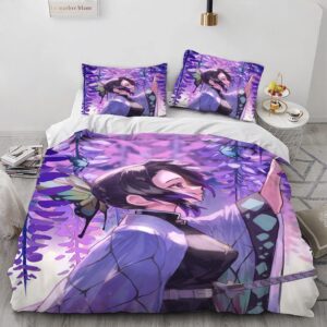 nichiyobi butterfly-shinobu poster duvet cover 3 piece bed set,room atmosphere decoration anime peripherals (style 4,queen 90x90in+20x30in*2)