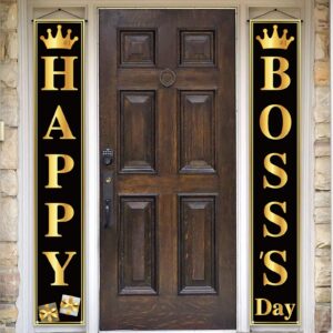 pudodo happy boss's day porch banner best boss ever gift office celebration party front door wall hanging banner decoration