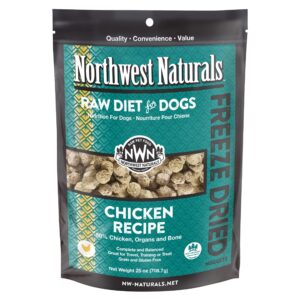 northwest naturals freeze-dried chicken dog food - bite-sized nuggets - healthy, limited ingredients, human grade pet food, all natural - 25 oz