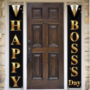 pudodo happy boss's day porch banner best boss ever office celebration party front door sign wall hanging banner decoration