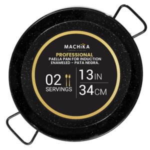 machika enameled steel nonstick paella pan, 17 in, induction compatible, 5 servings, ideal for restaurants, catering, events