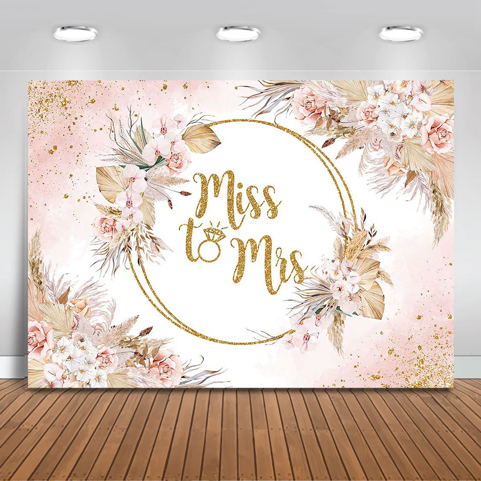 Mocsicka Boho Miss to Mrs Backdrop Bridal Shower Engagement Party Decorations Boho Floral Wedding Bride to Be Engagement Photography Background (7x5ft)