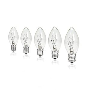 chysuper 25 pack c7 clear replacement bulbs, 120v 5w incandescent, c7 christmas lights, e12 candelabra base c7 halloween bulbs warm white for patio outdoor string lights decor, night light