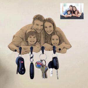 personalized photo key holder customized key rack gifts for anniversary custom key hanger 4 hooks wall wooden decorative family sign with hooks for wedding housewarming key rack