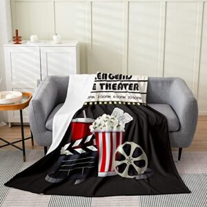 feelyou vintage cinema ticket all seasonbed blanket movie theater theme plush throw blanket, filmstrip printed home decorative fleece flannel blanket for sofa couch bedroom decor baby 30"x40"