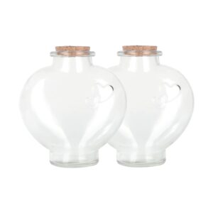 magic season decorative glass bottles with cork stoppers (12 fl oz. heart-shaped bottles / 2 pcs)