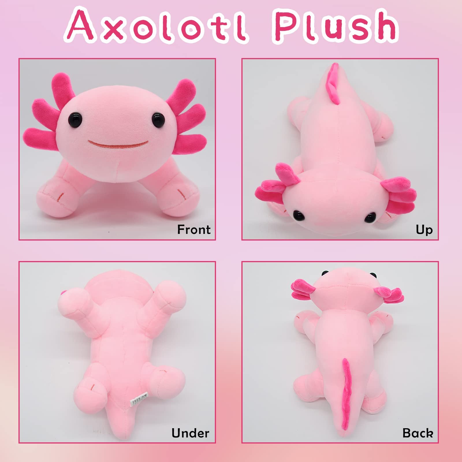 CHUDATOM Kawaii Axolotl Plush Toy 10.5'' Soft Stuffed Animal Pillow Doll for Kids Birthday Home Decor