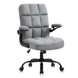 yamasoro office chair home desk chairs with wheels executive fabric swivel chair with adjustable height and flip-up arms for adult and teens,portable gray