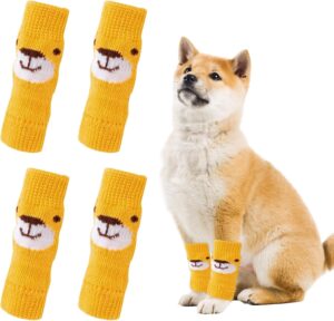 zerodis 4pcs pet dog elbow protector, elbow support wrap pet leg warmers for dogs cats knitted dog elbow sleeve leg support wrap protectors s