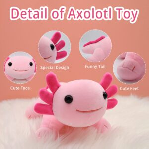 CHUDATOM Kawaii Axolotl Plush Toy 10.5'' Soft Stuffed Animal Pillow Doll for Kids Birthday Home Decor