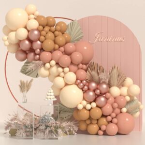 janinus boho balloon arch dusty rose balloon garland kit 130pcs dusty pink blush rose gold brown nude balloons baby shower girl balloons for party decorations bachelorette baby shower suppliers