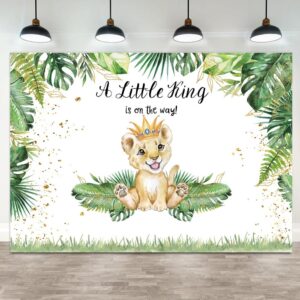 hilioens 7×5ft lion baby shower backdrop a little king is on the way background safari baby boy lion baby shower party cake table decoration banner photo booth props