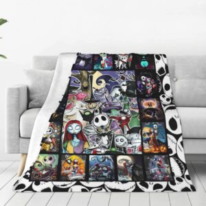 Ennankob Before Halloween Christmas Throw Blankets Soft Warm Micro Fleece Blanket Novelty Home and Collectible Holidays Party All Seasons for Kids Aldults 50''X40'', Black 2