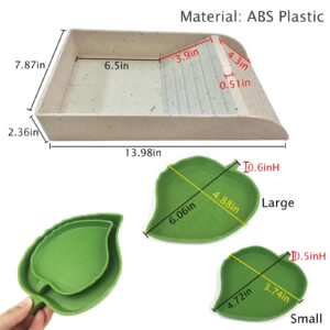 3pcs Tortoise Food Dish with Ramp and Basking Platform Leaf Tortoise Water Food Bowls Reptile Water Dish Turtle Reptile Pool for Amphibians Gray