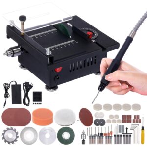 mulcort 100w multi-functional table saw mini desktop electric saw cutter speed & angle adjustable 16mm cutting depth with blade flexible shaft and more accessories for wood plastic acrylic cutting