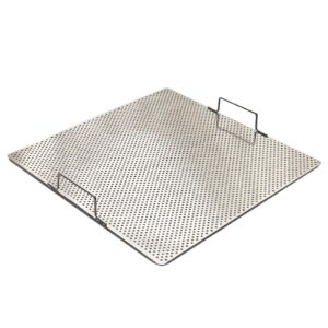 sunrise stainless steel fryer screen with handles (solid screen) (1, 13.5" x 13.5" x 1.75")