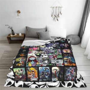 Ennankob Before Halloween Christmas Throw Blankets Soft Warm Micro Fleece Blanket Novelty Home and Collectible Holidays Party All Seasons for Kids Aldults 50''X40'', Black 2