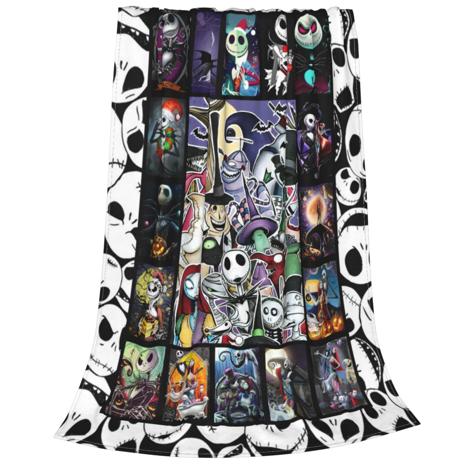 Ennankob Before Halloween Christmas Throw Blankets Soft Warm Micro Fleece Blanket Novelty Home and Collectible Holidays Party All Seasons for Kids Aldults 50''X40'', Black 2