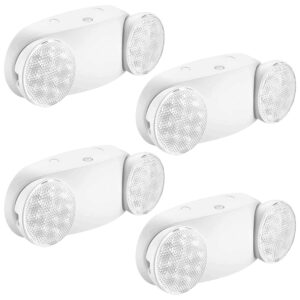 ostek 4 pack led emergency exit lighting fixtures with two heads， us standard adjustable integrated led emergency light with battery backup, ul 924 qualified (4 pack)