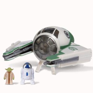 star wars micro galaxy squadron yoda's jedi starfighter 8cm light armour class ship with 1" yoda and r2-d2 micro figures