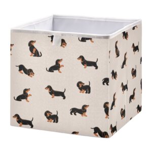 susiyo cartoon happy dachshund dog storage bin 11x11x11inch decorative collapsible fabric storage cubes organizer