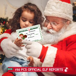 150 Pieces Christmas Official Elf Report Cards Naughty or Nice Behavior Elves Notice Postcards North Pole Santa Elf Xmas Note Cards for Home School Kindergarten Student Kid, 4 x 6 Inch 5 Styles