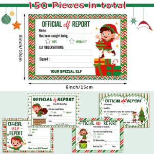 150 Pieces Christmas Official Elf Report Cards Naughty or Nice Behavior Elves Notice Postcards North Pole Santa Elf Xmas Note Cards for Home School Kindergarten Student Kid, 4 x 6 Inch 5 Styles