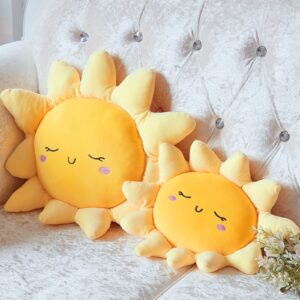 2 pcs sun pillow plush sofa cushion pillow cute stuffed sun cushion sun shaped floor pillow car throw pillow plush soft toy for kids women girls bedside home decoration 13.7 inch, 23.6 inch