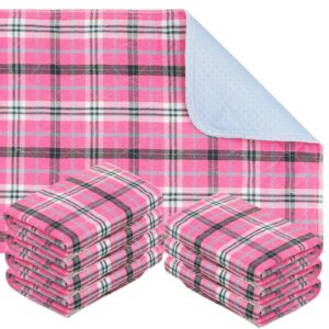 esgpet washable pee pads for dogs - pink plaid 18”x24” 8pcs, non-slip reusable whelping pad for puppy training, super absorbent & odor controlling dog potty pads for playpen crate bed floor protector