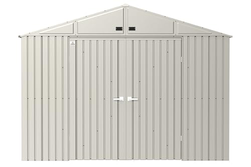 Arrow Shed Elite 10' x 12' Outdoor Lockable Gable Roof Steel Storage Shed Building, Cool Grey