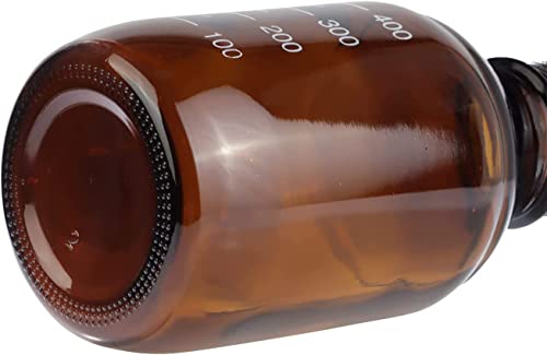 Basstein Lab Media Storage Amber Bottles Brown Graduated Glass Container GL45 Screw Cap Leakproof Multi-Purpose for Scientific | Pack of 8 (Orange,500ml)