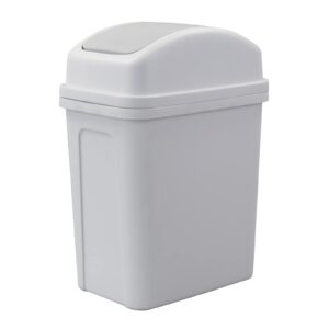 innouse 7 l small garbage can with swing lid, 1.8 gallon indoor trash bin with lid (grey)