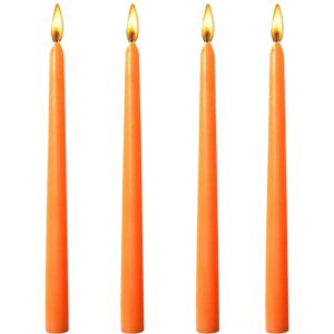 10 inch orange taper candles-set of 4 tapered candle -dripless and smokeless,tall candlesticks, home dinner, party, wedding, halloween, churches,christmas candles