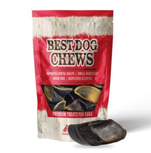 best dog chews cow hooves - 100% natural delicious protein long lasting dog treats great alternative to bully sticks or rawhide, dental chew for small, medium, large breeds and puppies (6 count)